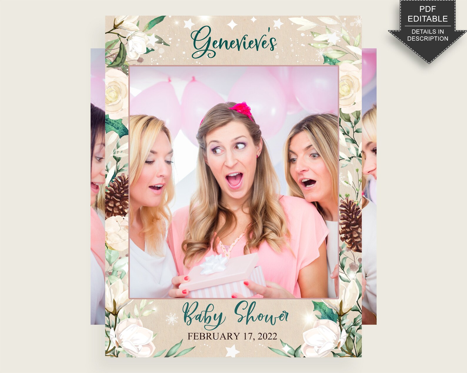 Printable Photo Booth Frame Editable Selfie Frame Beige - Etsy