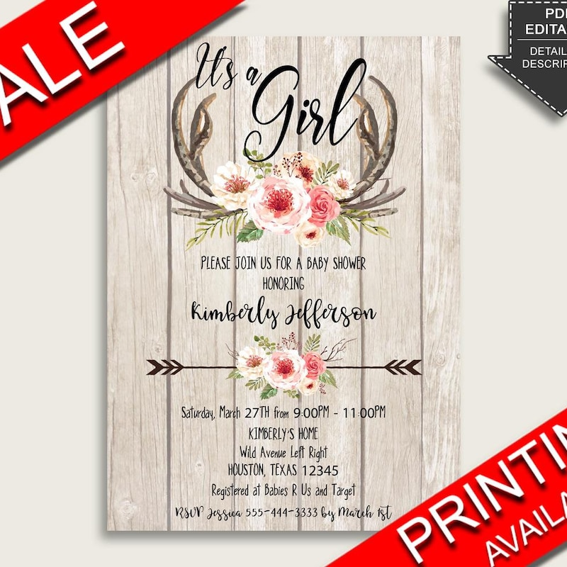 Antler Girl Baby Shower - Etsy