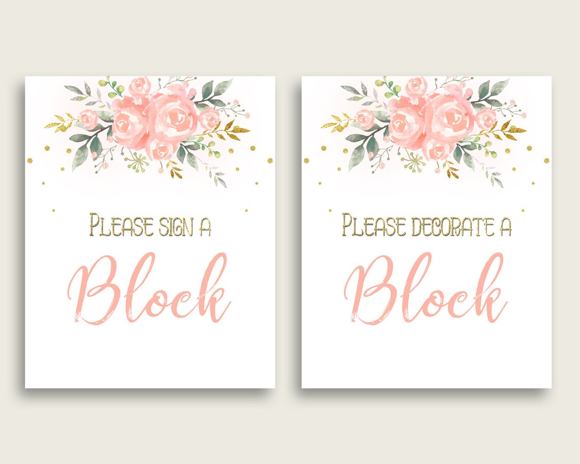 Pink Gold Please Sign A Block Sign and Decorate A Block Sign - Etsy
