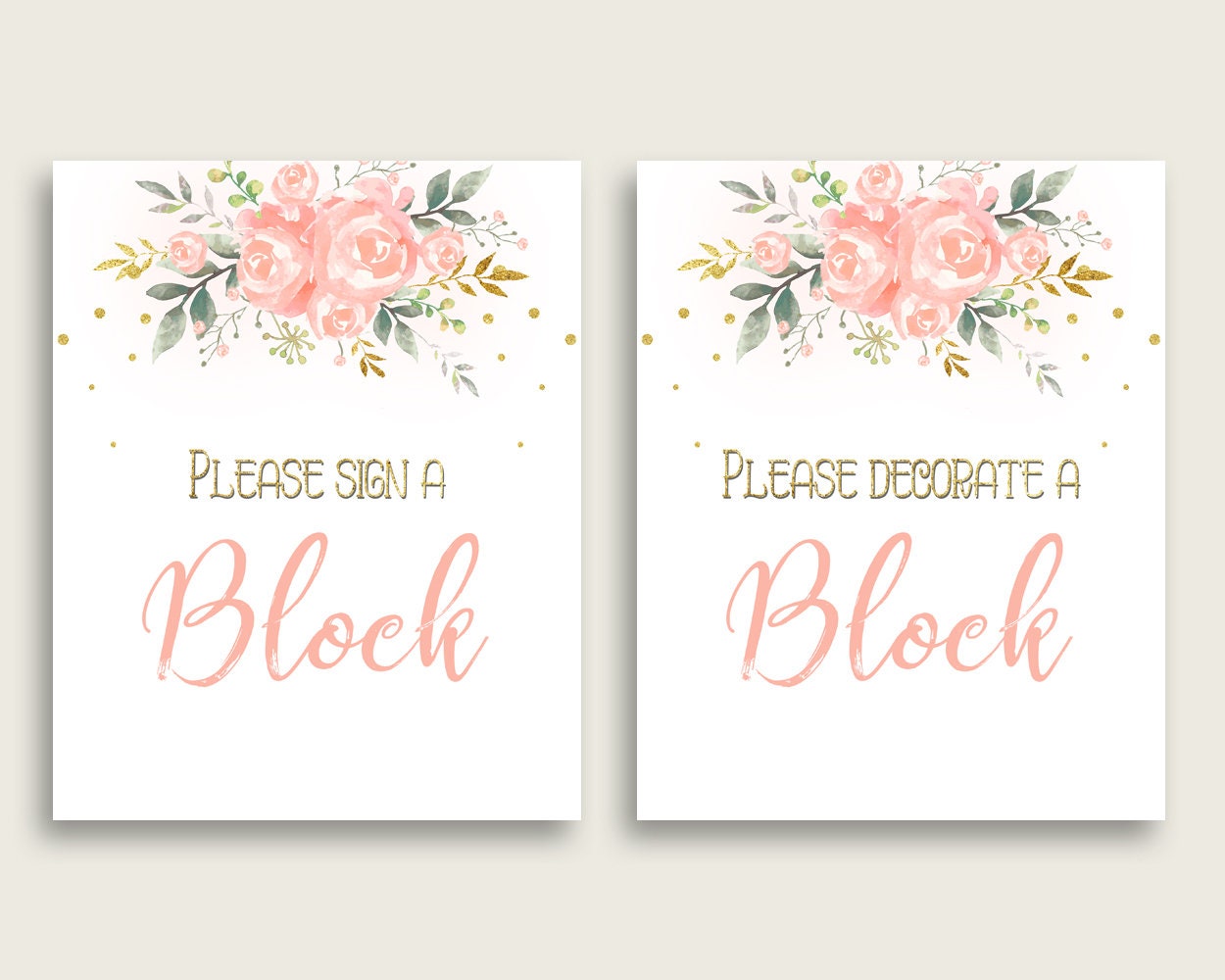 Pink Gold Please Sign A Block Sign and Decorate A Block Sign - Etsy