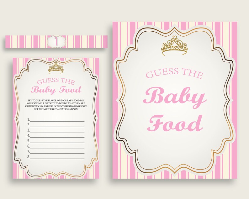 Pink Gold Royal Princess Guess the Baby Food Game Printable, Girl Baby ...