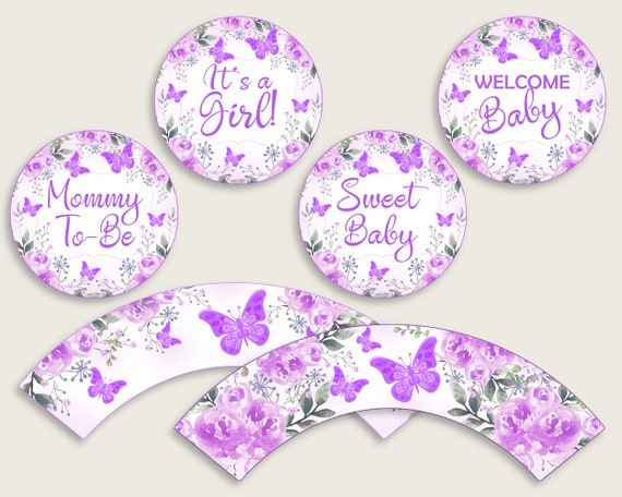 Purple Silver And Blue Cupcake Wrapper Template Printable
