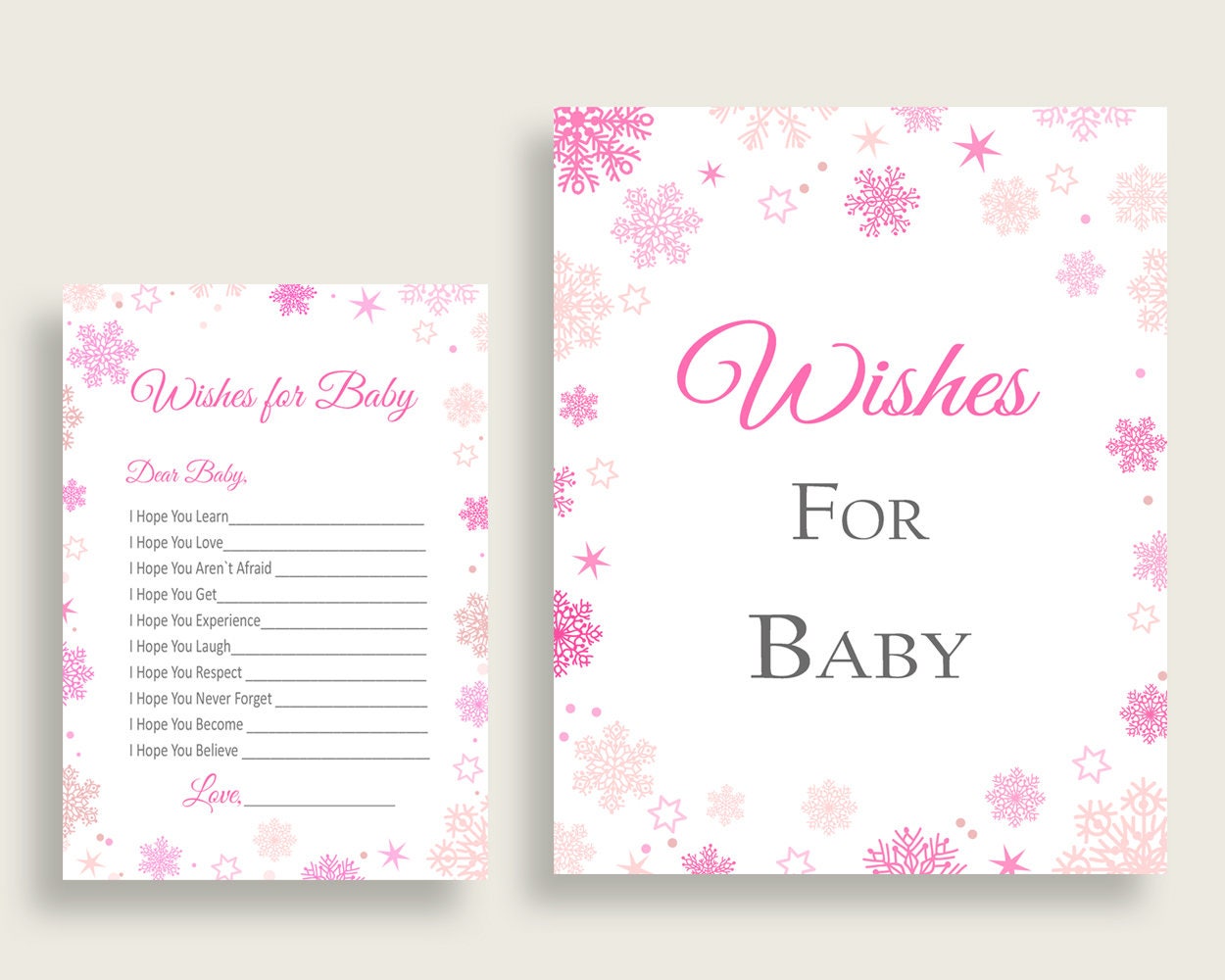 Wishes For Baby Baby Shower Wishes For Baby Winter Baby Shower | Etsy