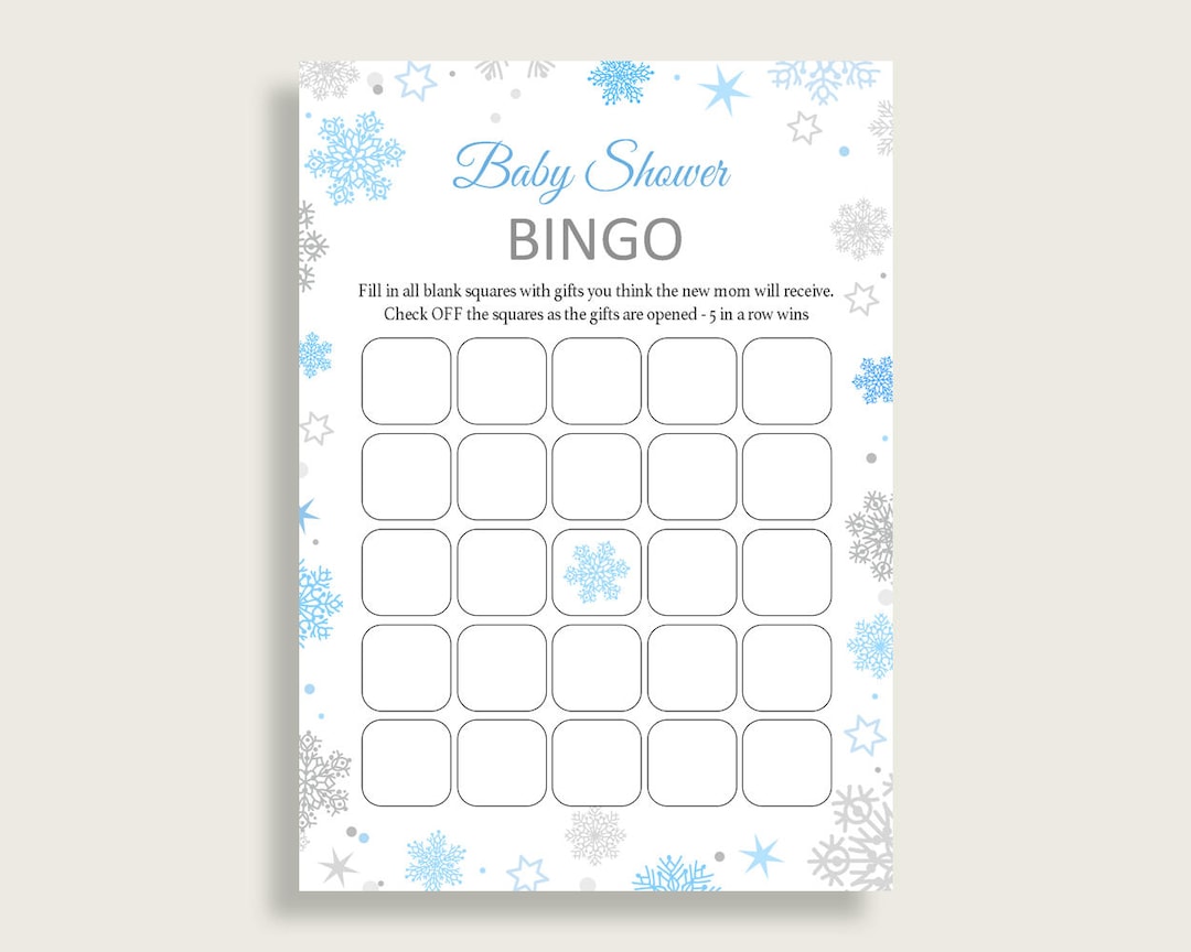 Empty Bingo Baby Shower Empty Bingo Snowflake Baby Shower Empty Bingo ...