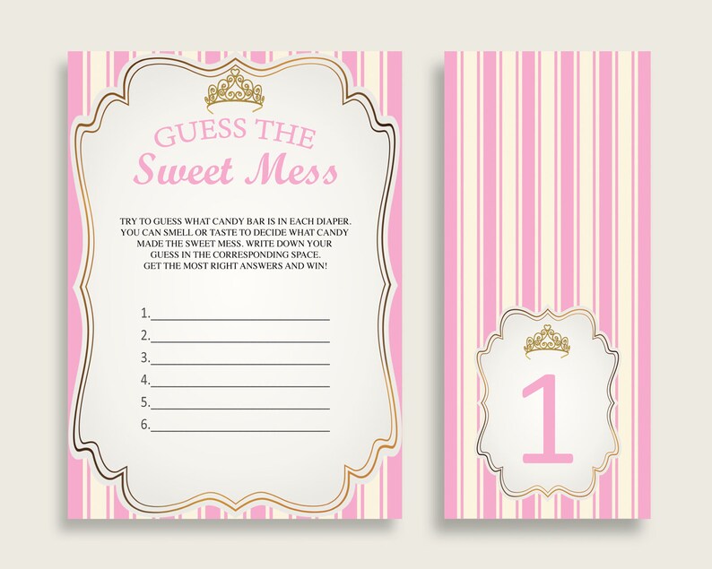 Royal Princess Guessing Game Baby Shower Girl Pink Gold Guess - Etsy