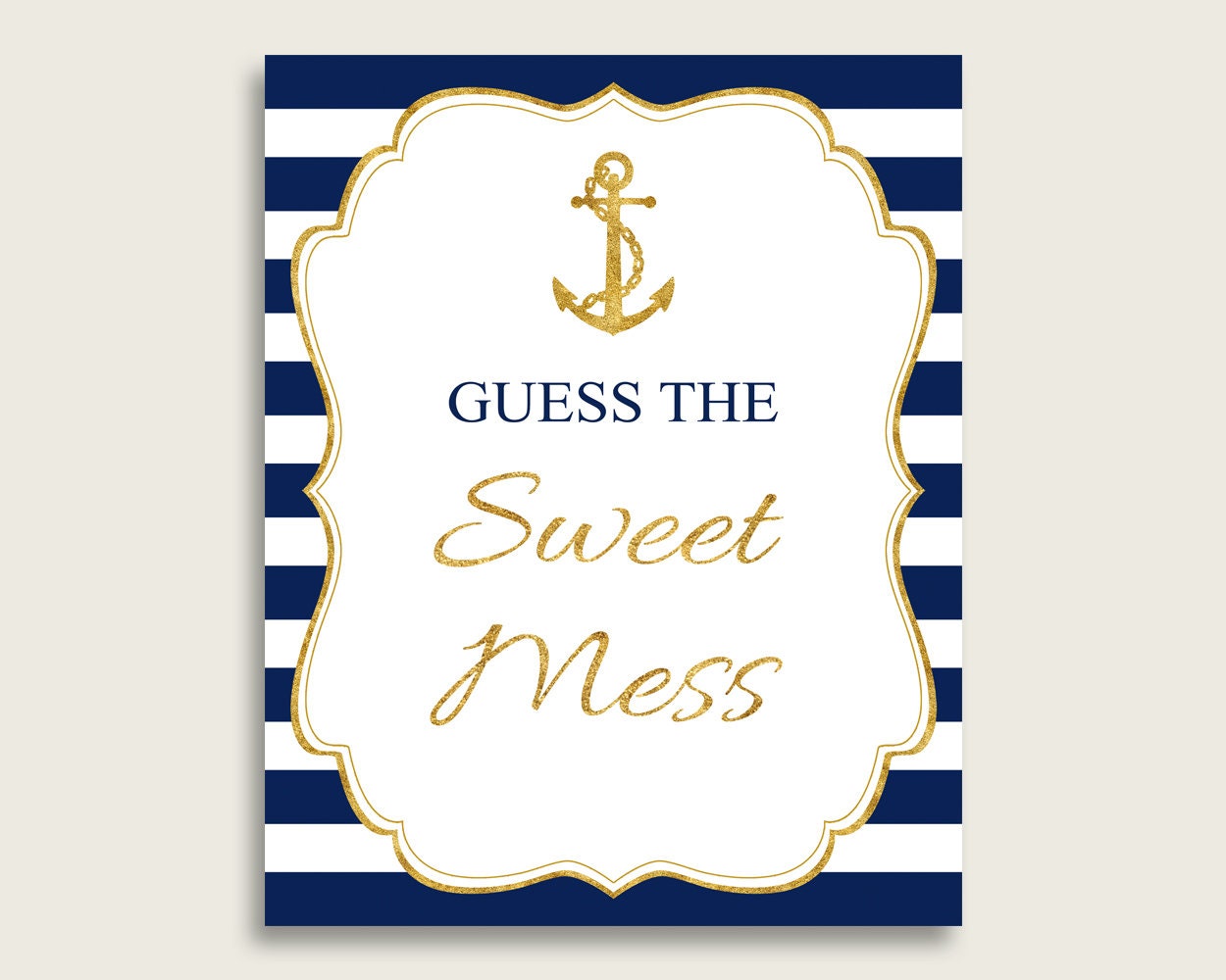 Anchor Guessing Game Baby Shower Boy Blue Gold Guess the | Etsy