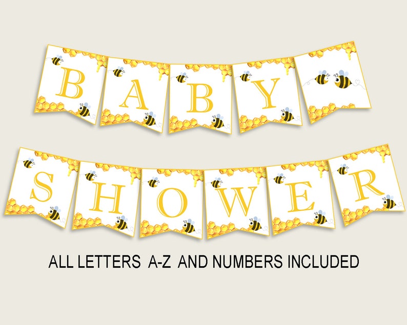 Bee Baby Shower Banner All Letters Birthday Party Banner - Etsy