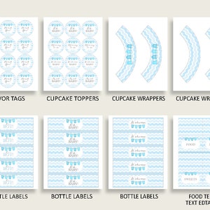 Blue White Baby Shower Decorations Boy Kit, Chevron Baby Shower Party ...