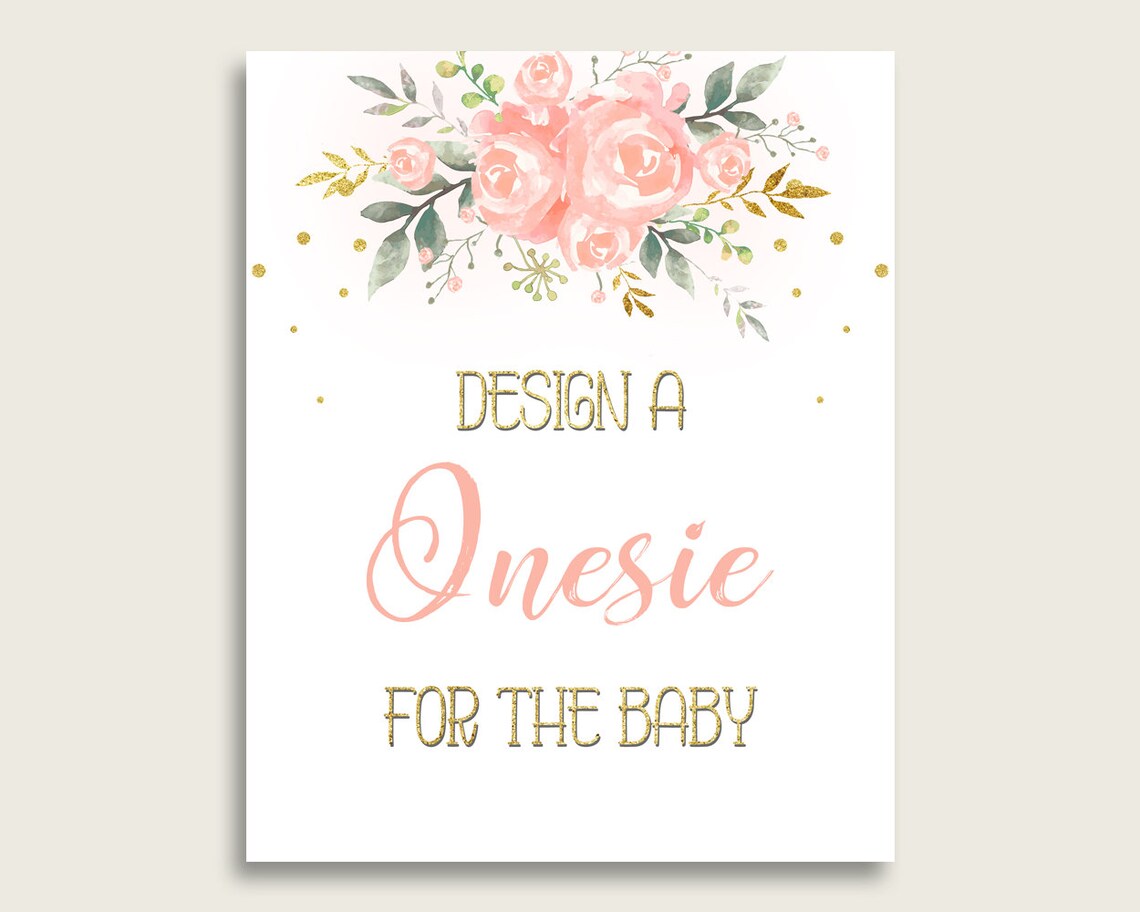 Pink Gold Please Sign the Onesie Sign and Design A Onesie Sign ...