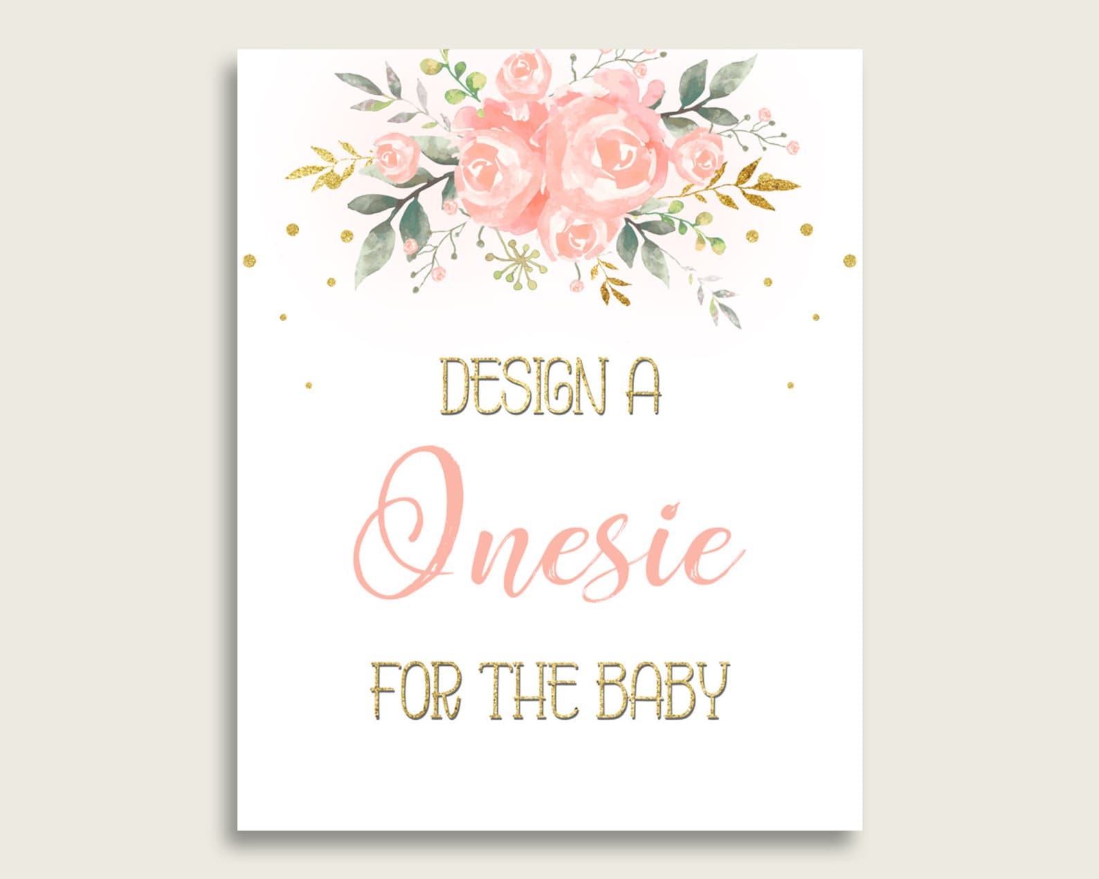 Pink Gold Please Sign the Onesie Sign and Design A Onesie Sign ...