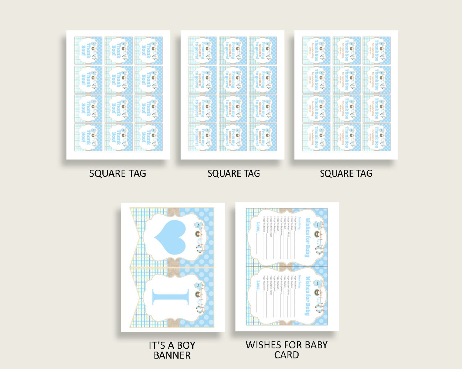 Blue Beige Baby Shower Decorations Boy Kit Clothes Baby - Etsy