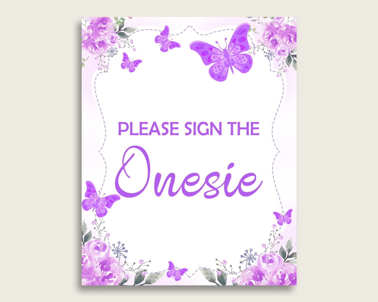 Purple White Please Sign the Onesie Sign and Design A Onesie Sign ...