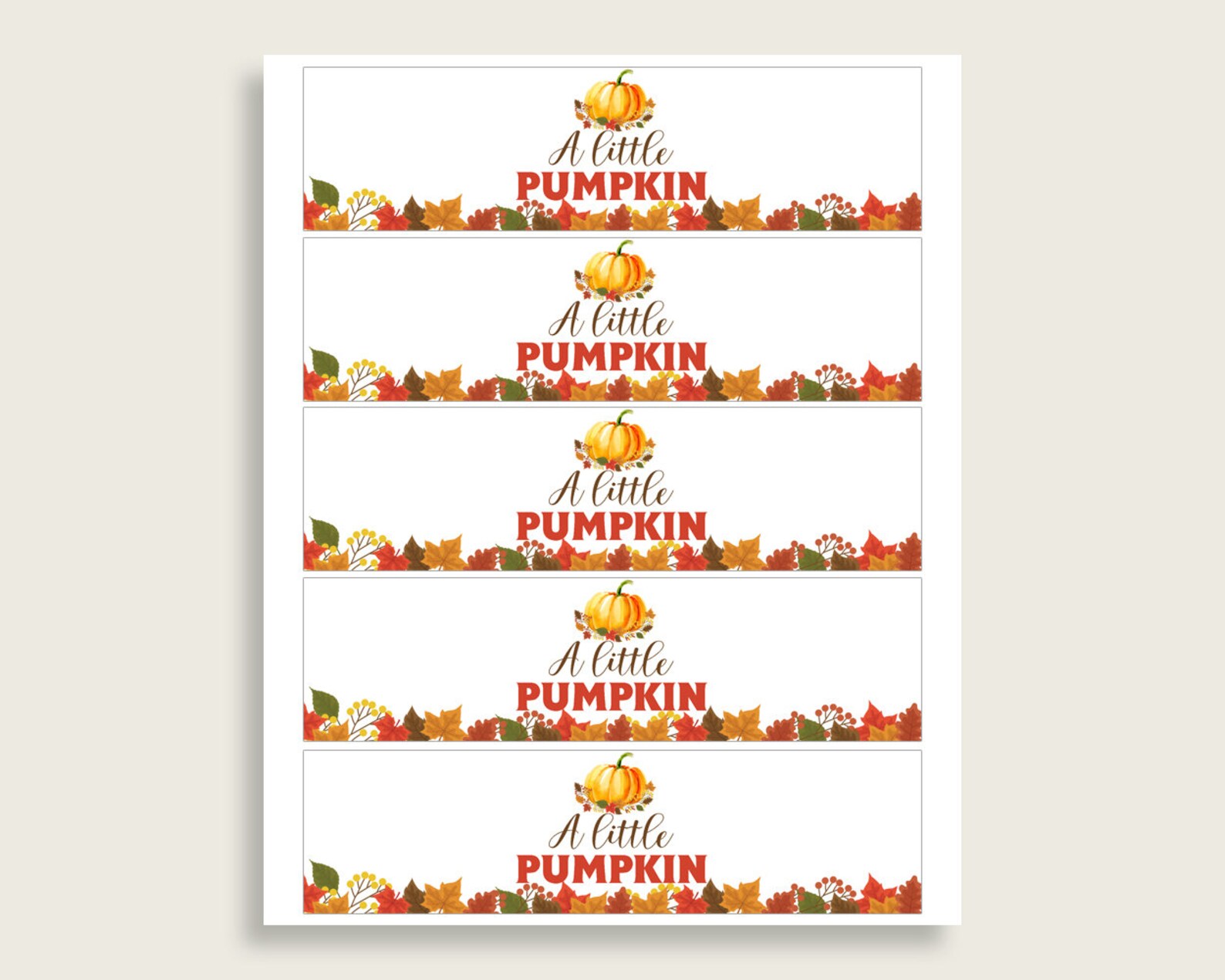 Orange Brown Water Bottle Labels Printable Fall Water Bottle | Etsy