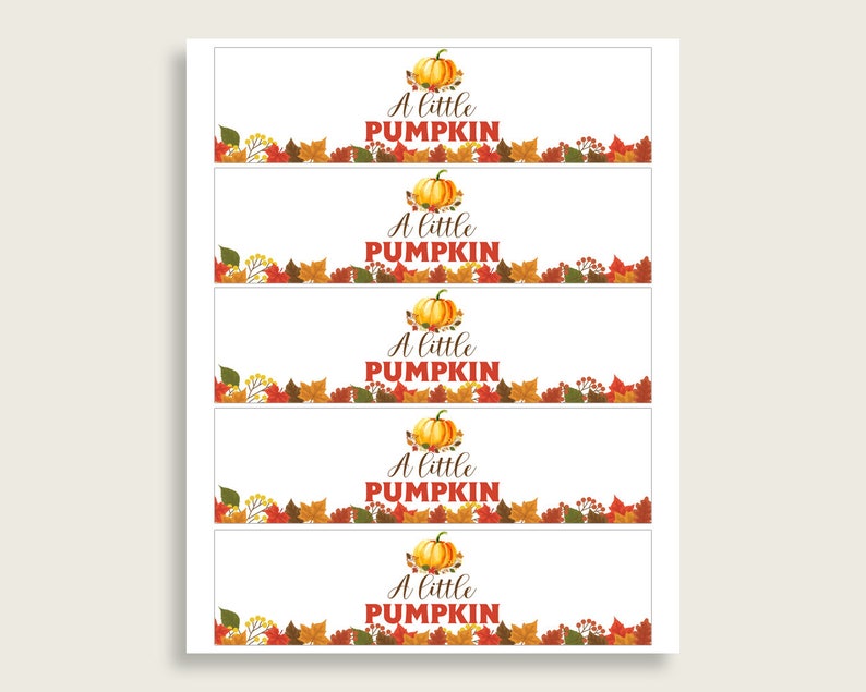 Orange Brown Water Bottle Labels Printable Fall Water Bottle | Etsy