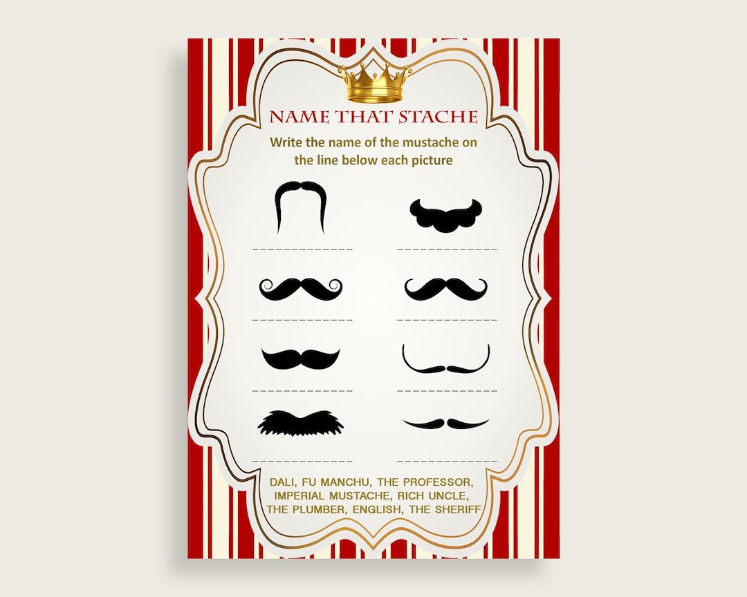Name That Stache Baby Shower Name That Stache Prince Baby Shower Name ...