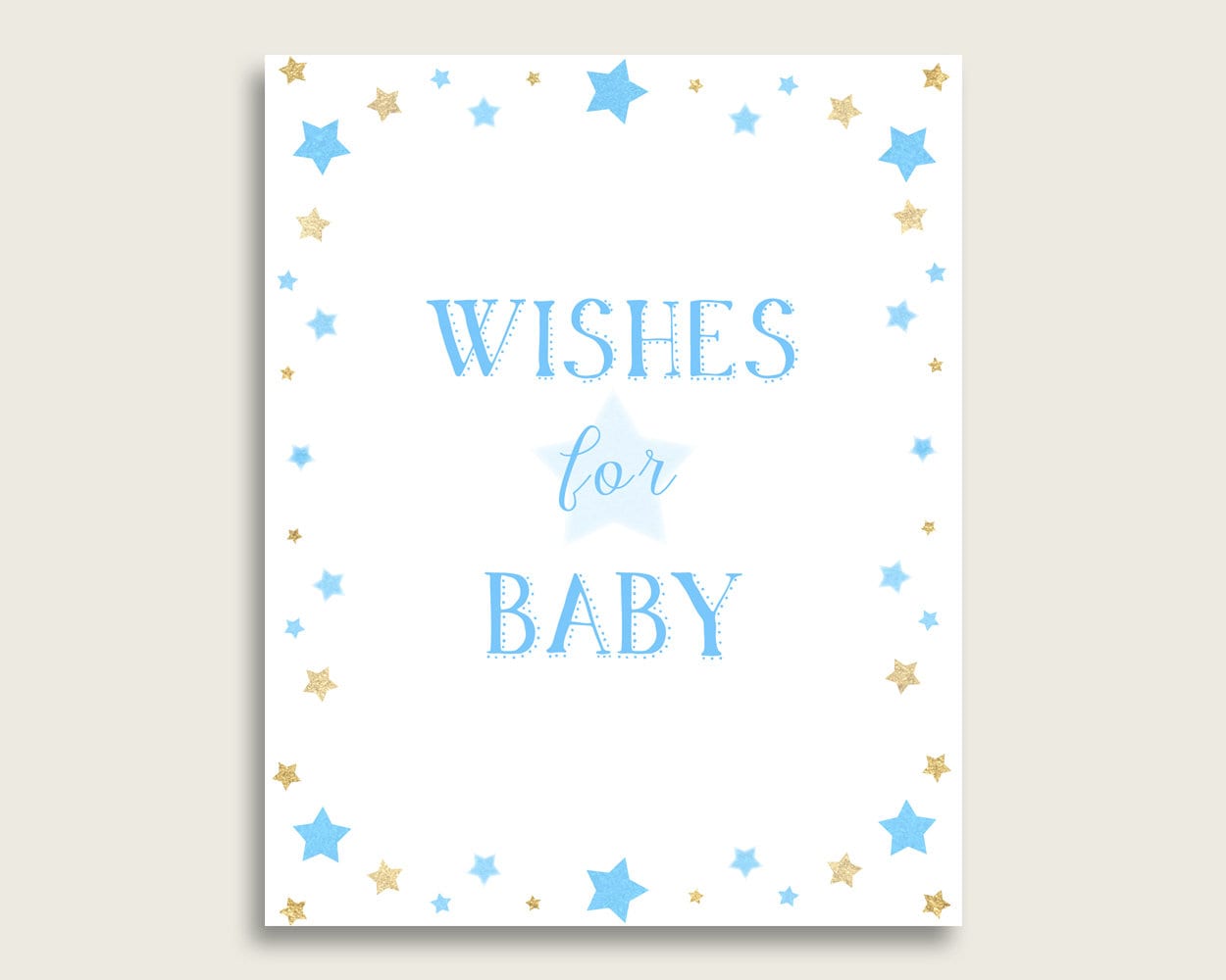 Blue Gold Wishes for Baby Cards & Sign Stars Baby Shower Boy - Etsy