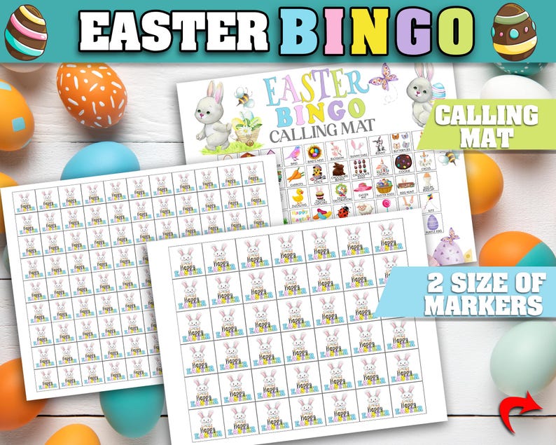 Easter Bingo Game, Spring Bingo Printable, 60 Bingo Cards for Kids ...