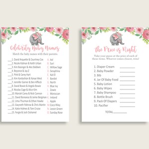 Pink Elephant Baby Shower Games Printable or Printed, Pink Grey Baby ...
