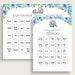 Elephant Blue Baby Shower Bingo Cards Printable, Blue Gray Baby Shower ...