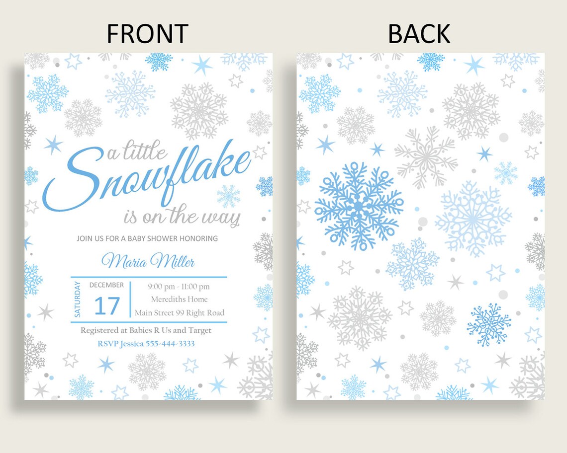 Invitation Baby Shower Invitation Snowflake Baby Shower - Etsy