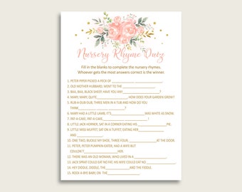Pink Gold Baby Shower Games Nursery Rhyme Quiz Printable - Etsy