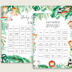Safari Baby Shower Bingo, Printable Bingo Prefilled Cards, Gender ...