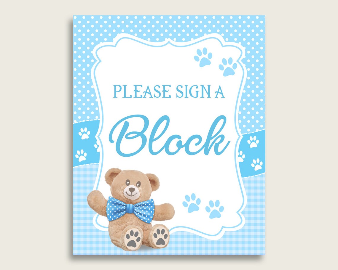 Blue Brown Please Sign A Block Sign and Decorate A Block Sign - Etsy