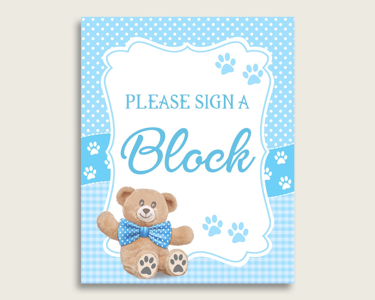 Blue Brown Please Sign A Block Sign and Decorate A Block Sign - Etsy