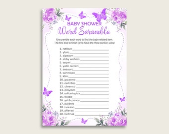 Girl Baby Shower Word Scramble Game Printable Cute Watercolor | Etsy
