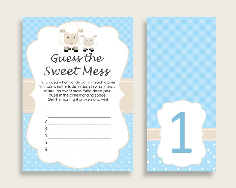 Little Lamb Guessing Game Baby Shower Boy Blue White Guess - Etsy