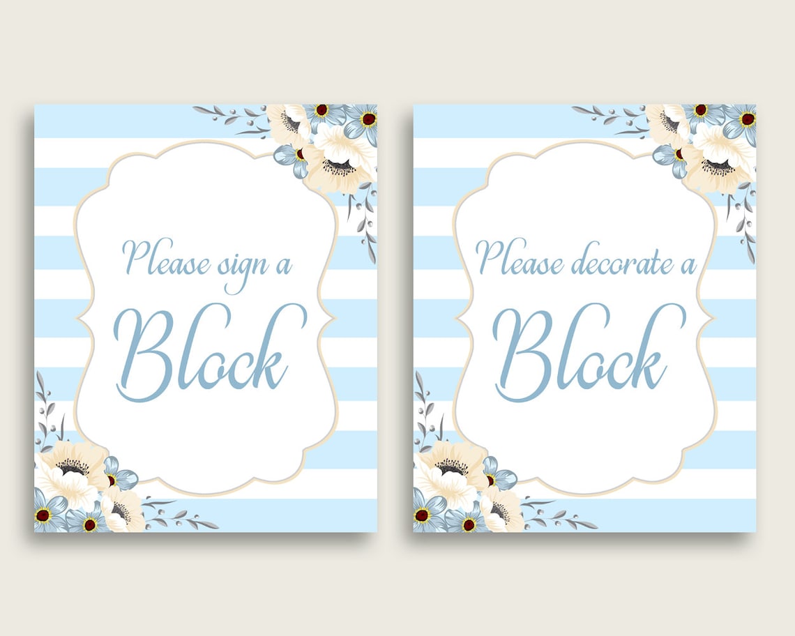 Blue White Please Sign A Block Sign and Decorate A Block Sign - Etsy