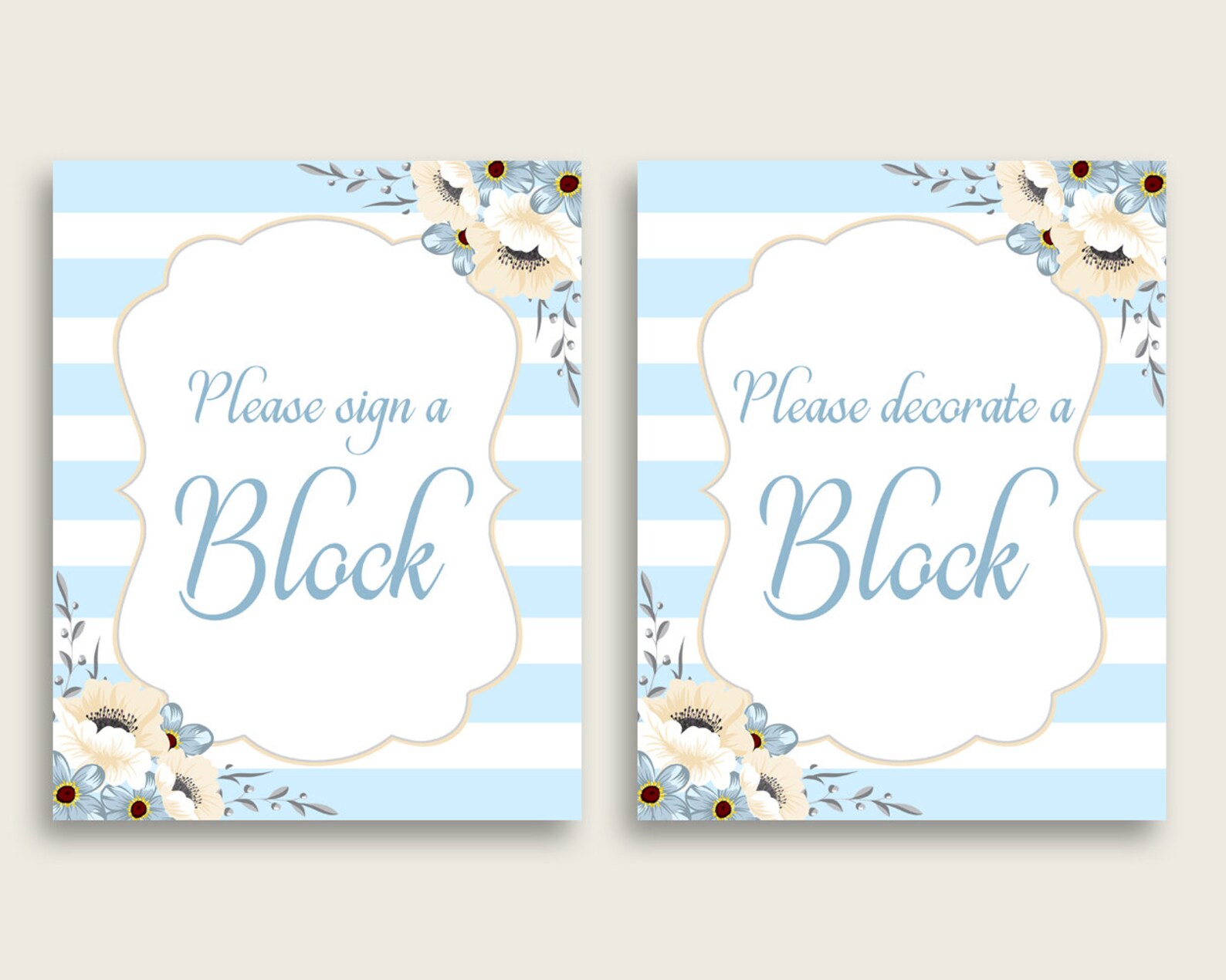 Blue White Please Sign A Block Sign and Decorate A Block Sign - Etsy