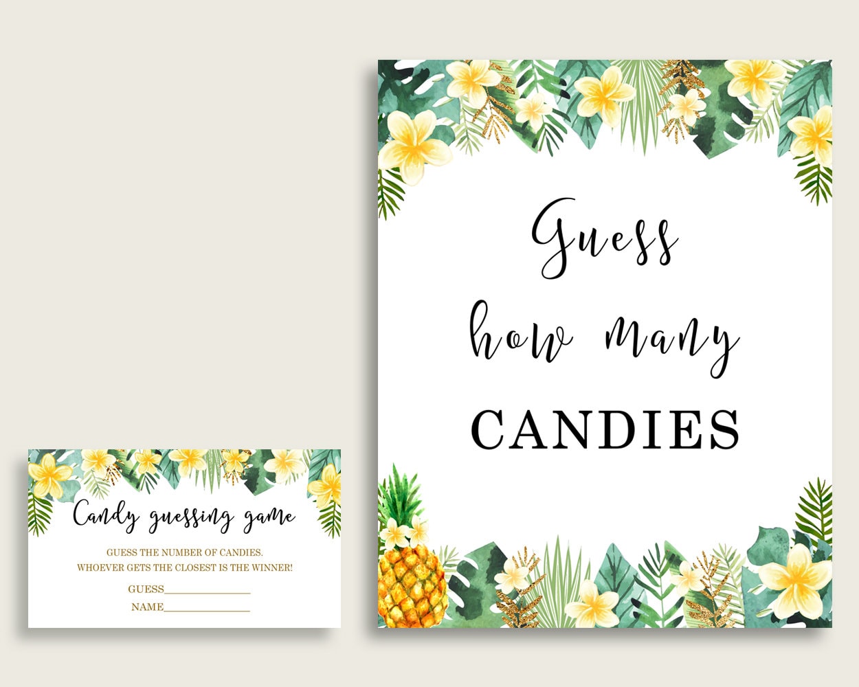 Green Yellow Candy Guessing Game Tropical Baby Shower Gender | Etsy