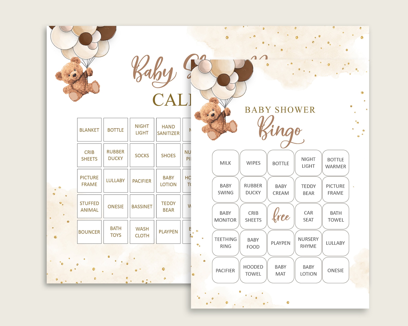 Teddy Bear Baby Shower Bingo, Printable or Printed Bingo Prefilled ...