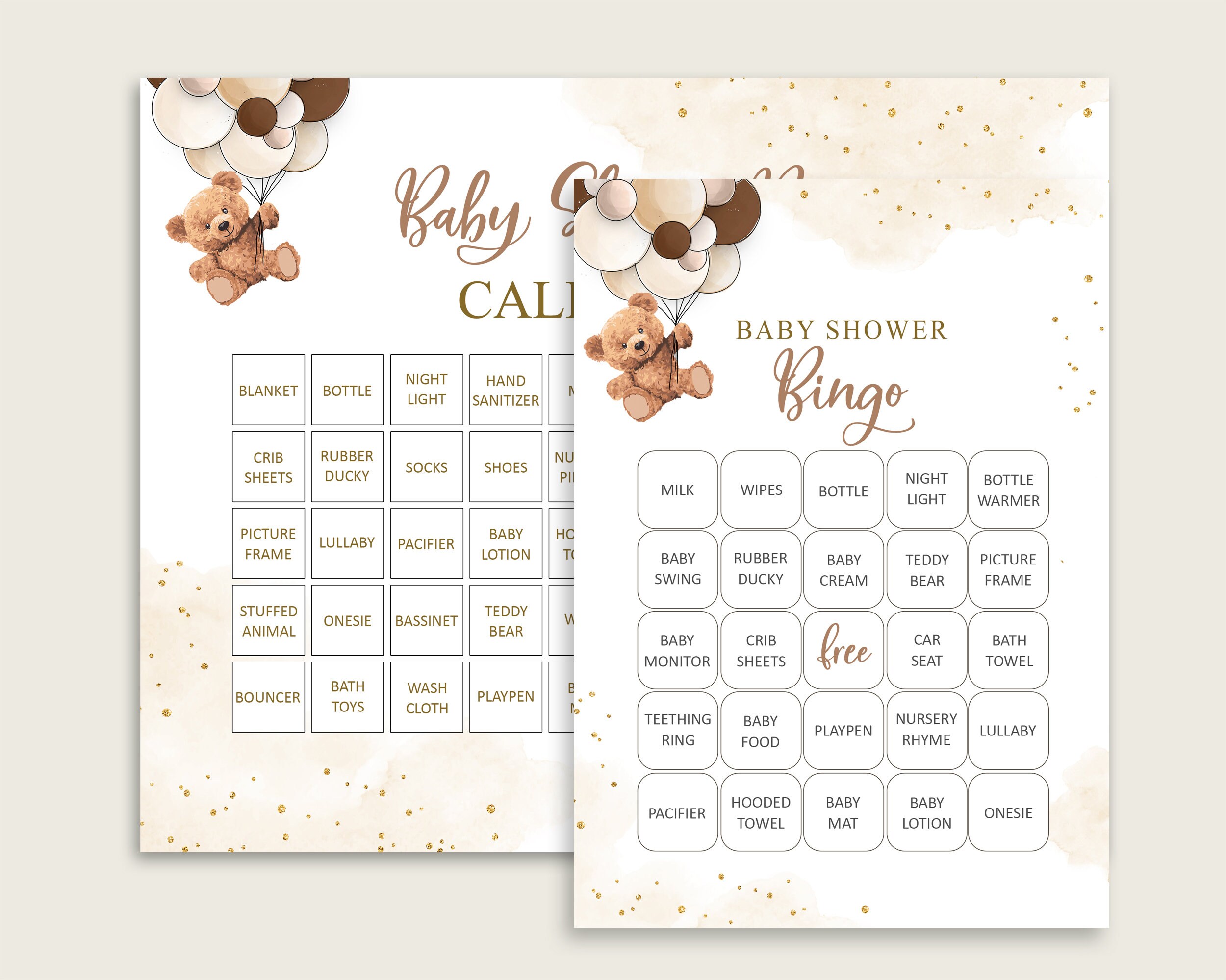 Teddy Bear Baby Shower Bingo Printable Bingo Prefilled Cards - Etsy UK