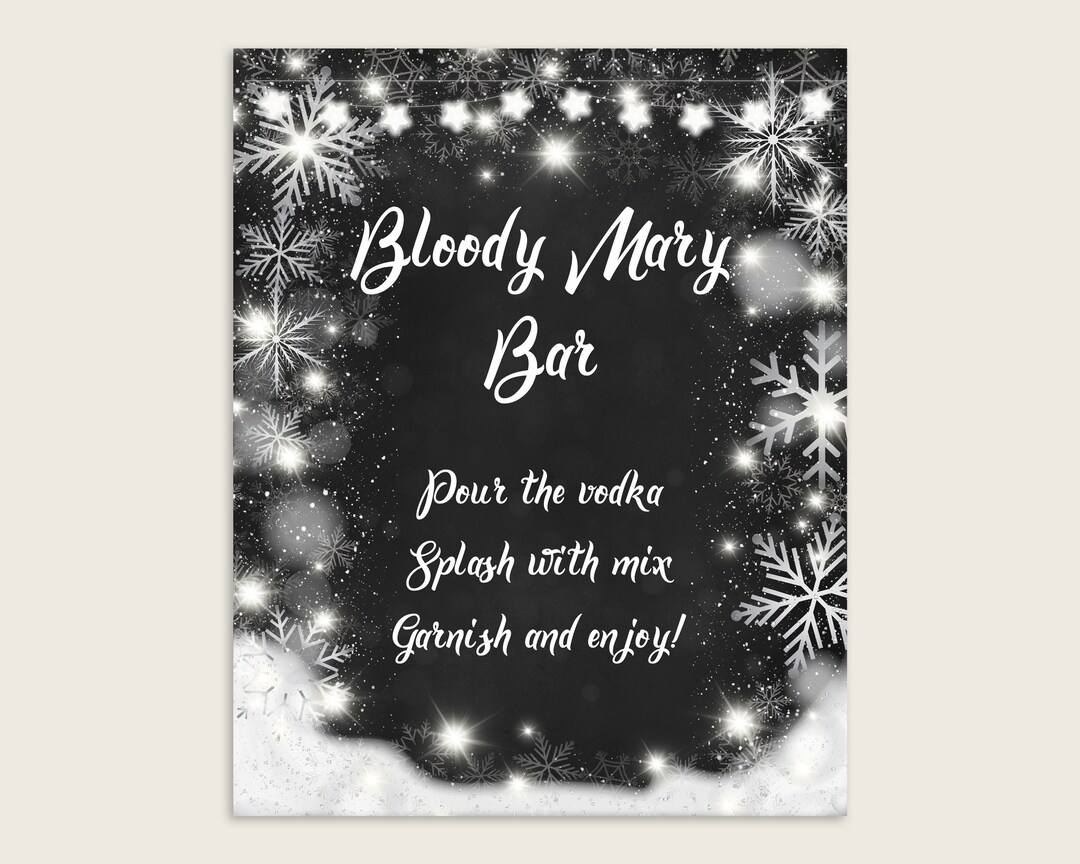 Black White Bloody Mary Bar Sign, Printable Bloody Mary Sign ...