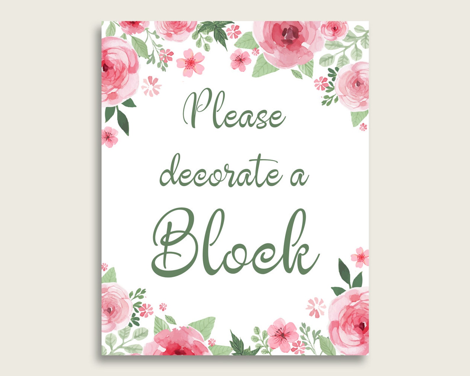 Pink Green Please Sign A Block Sign and Decorate A Block Sign - Etsy