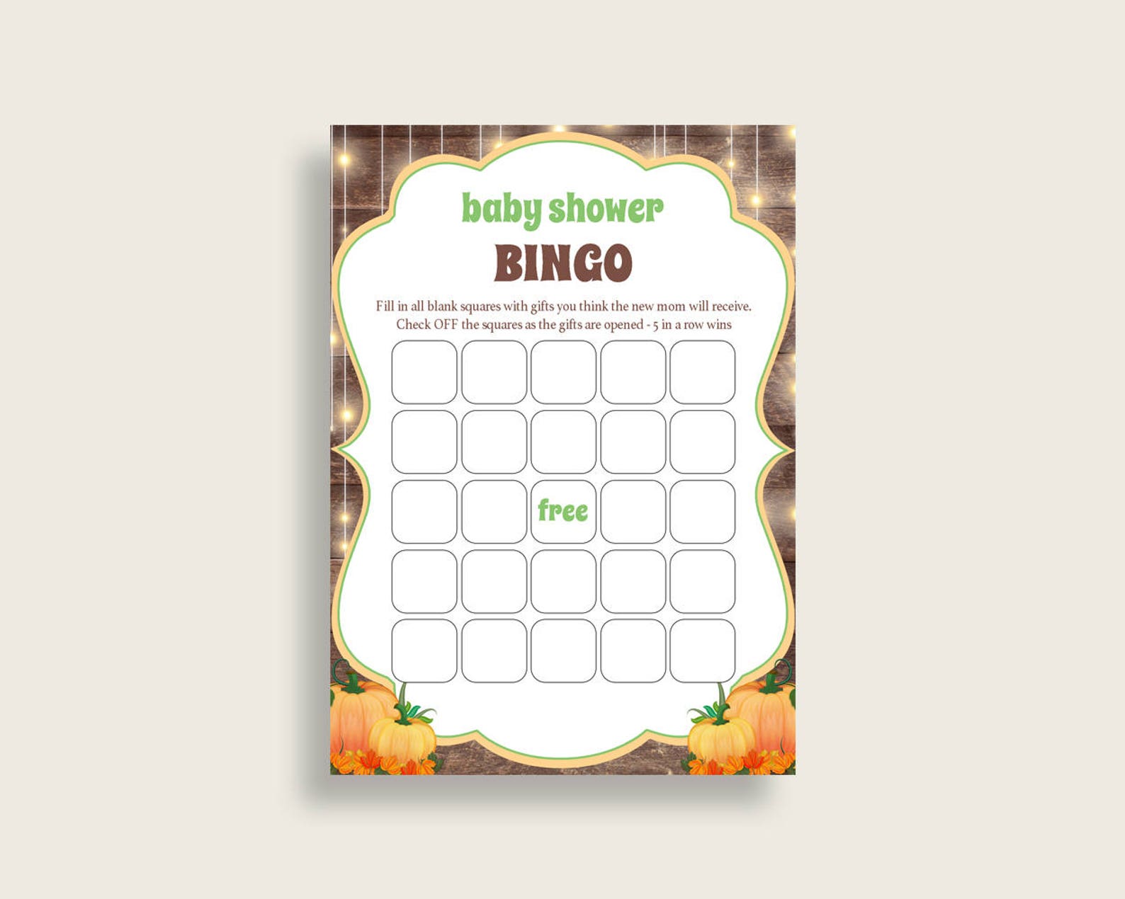 Autumn Baby Shower Bingo Cards Printable Brown Orange Baby | Etsy