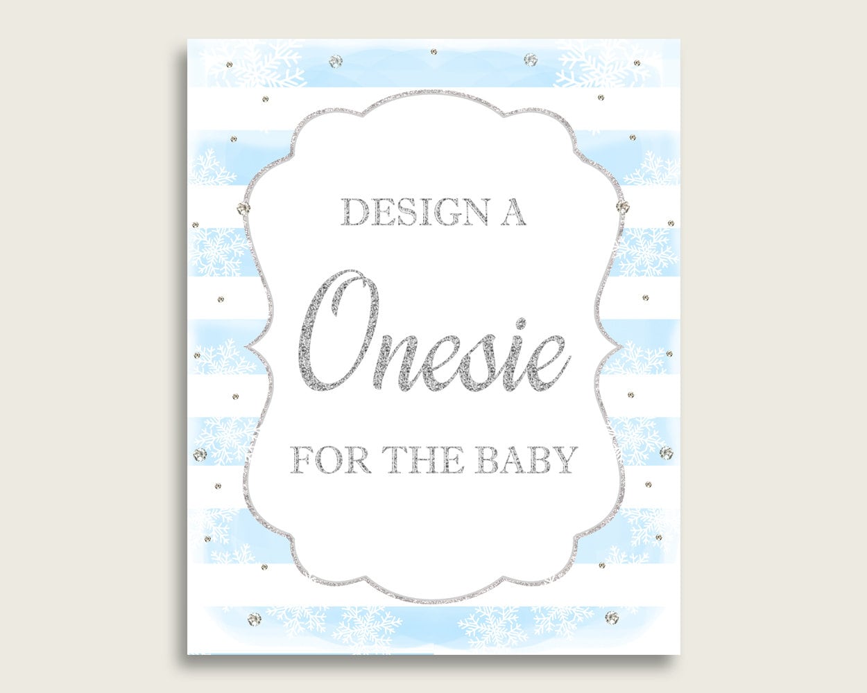 Silver Blue Please Sign the Onesie Sign and Design A Onesie Sign ...