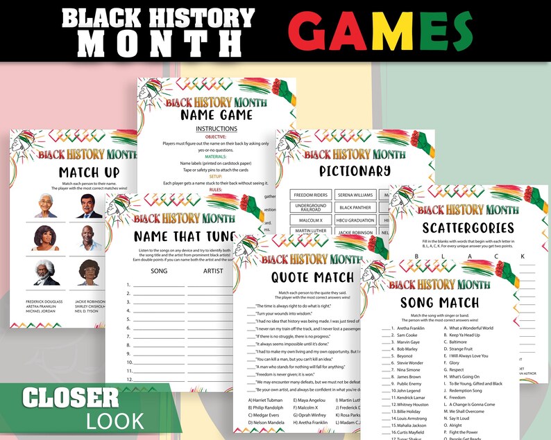 Black History Games Bundle, Printable Black History Month Activity ...