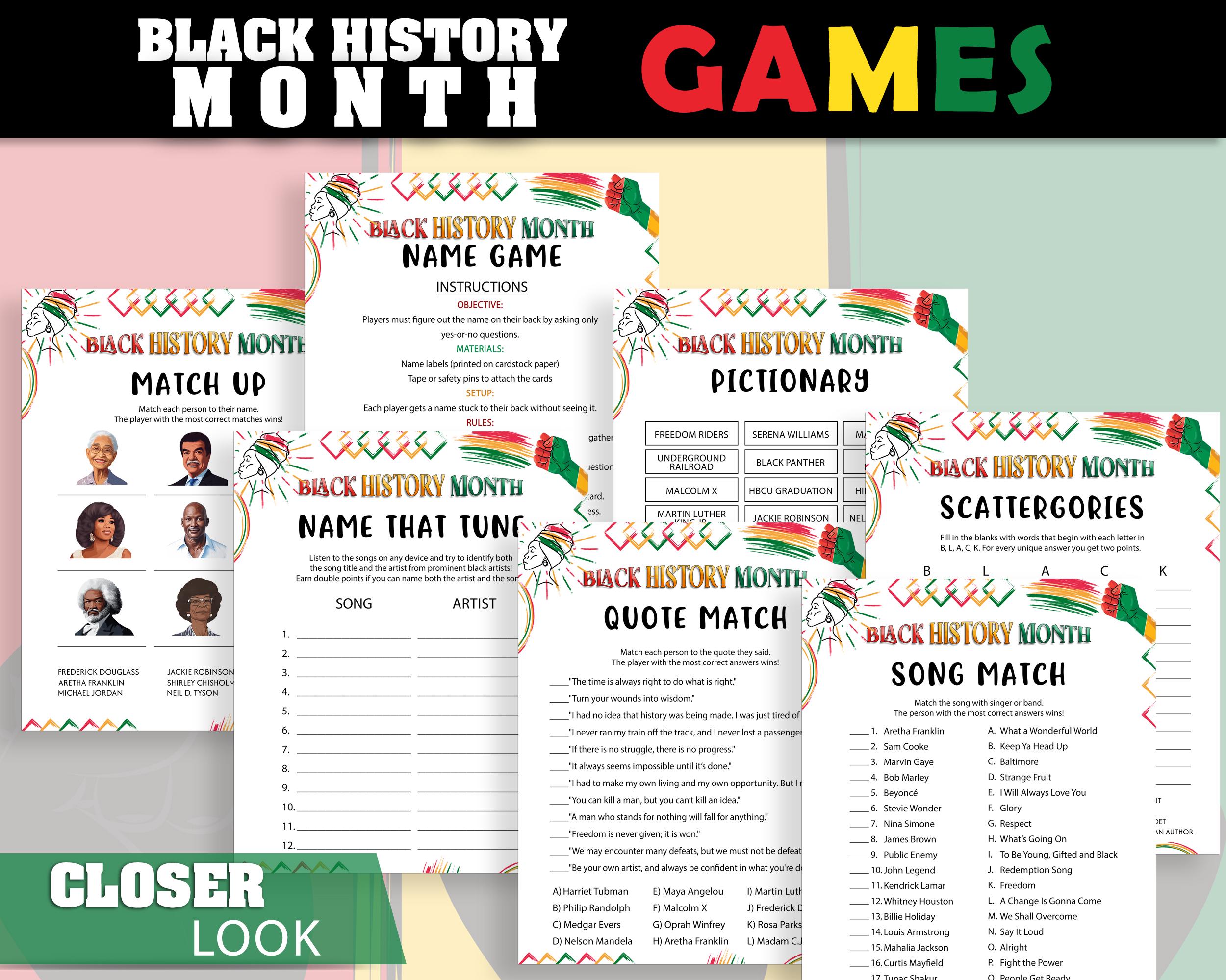 Black History Games Bundle, Printable Black History Month Activity ...