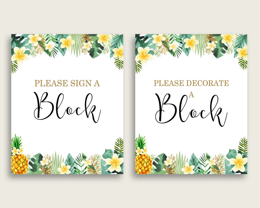 Green Yellow Please Sign A Block Sign and Decoarate A Block Sign ...