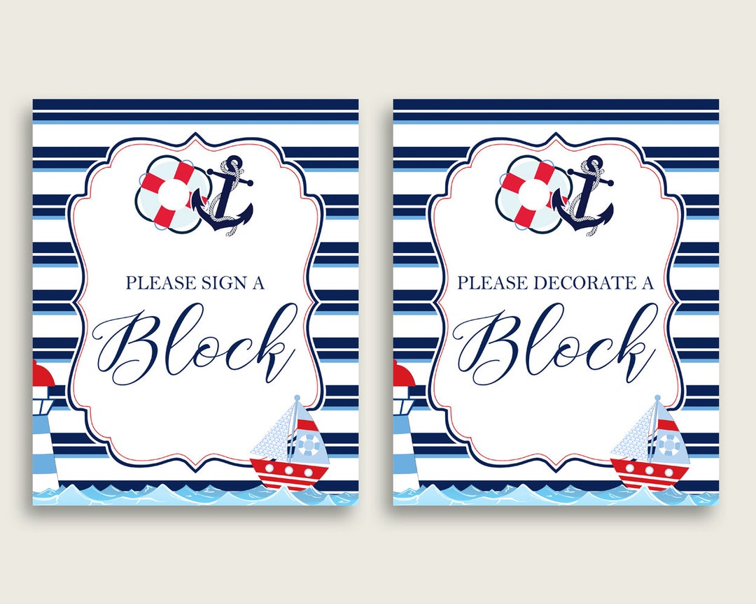 Blue Red Please Sign A Block Sign and Decorate A Block Sign Printables ...