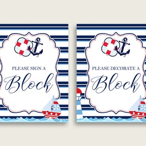 Blue Red Please Sign A Block Sign and Decorate A Block Sign Printables ...