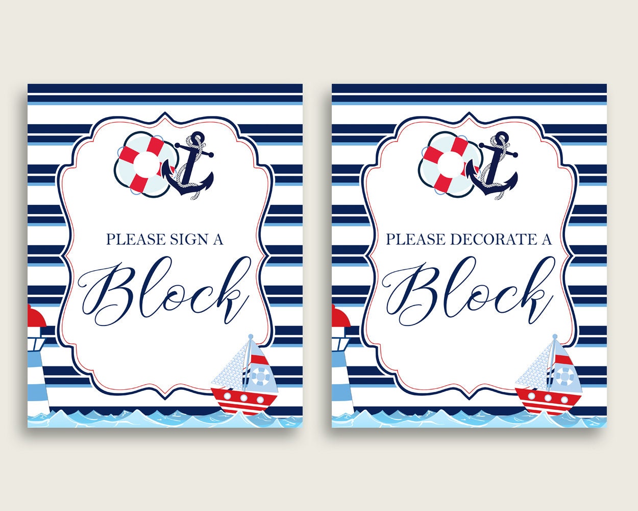Blue Red Please Sign A Block Sign and Decorate A Block Sign - Etsy