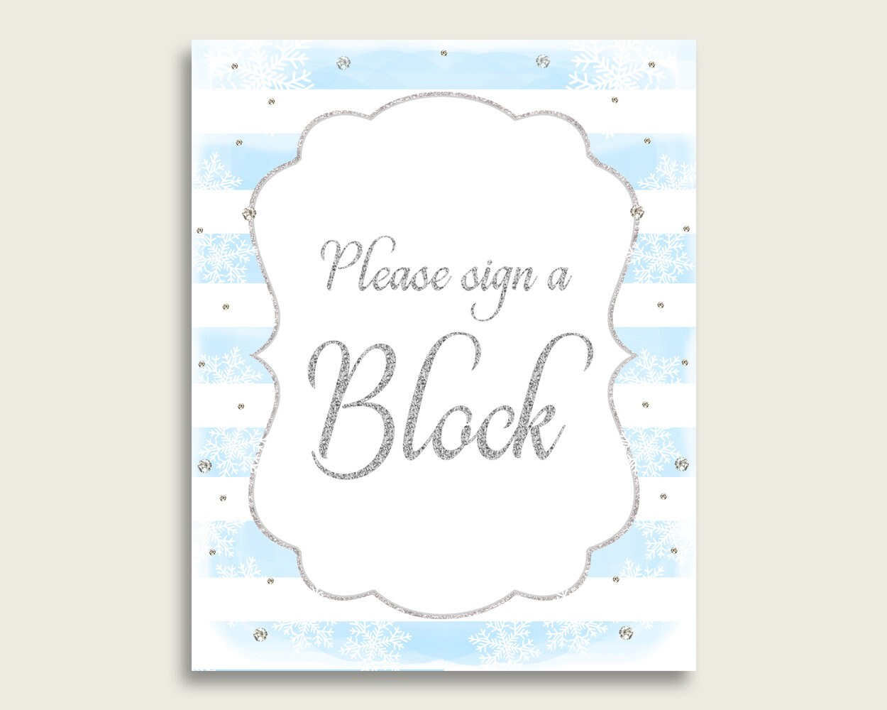 Silver Blue Please Sign A Block Sign and Decorate A Block Sign ...