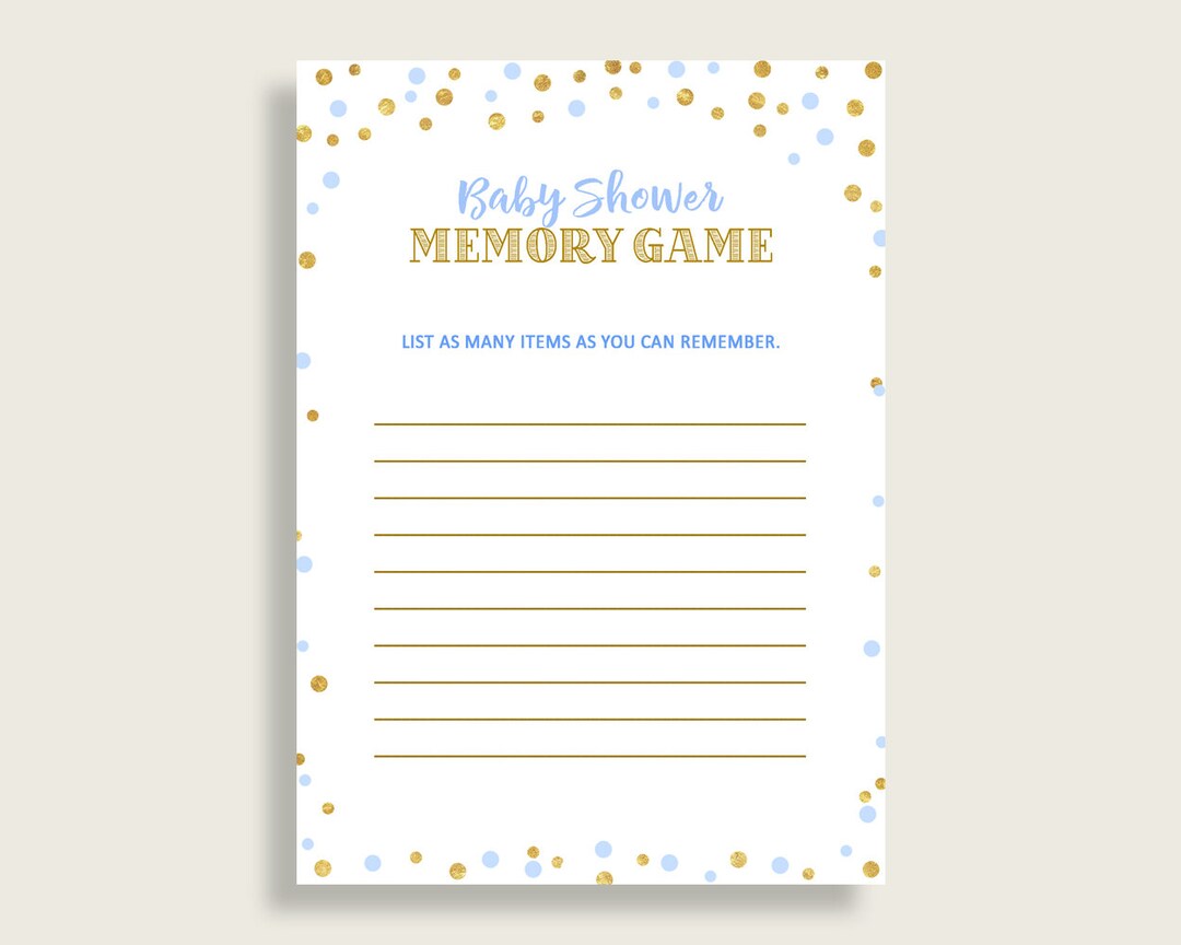 Memory Game Baby Shower Memory Game Confetti Baby Shower Memory Game ...