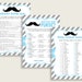 Mustache Baby Shower Games Printable Pack, Blue Gray Baby Shower Games ...