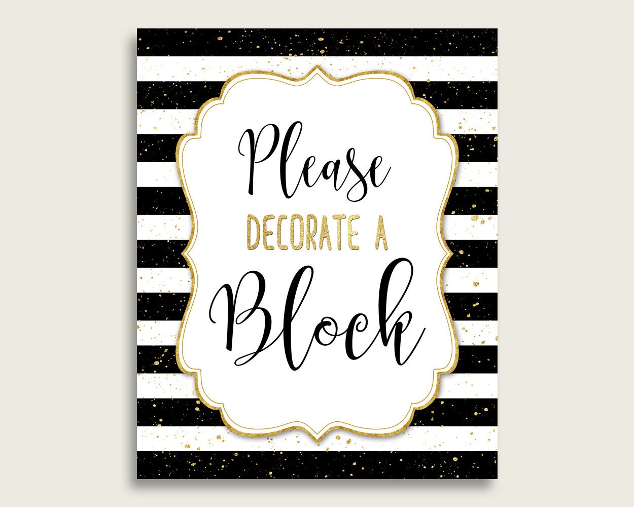 Black Gold Please Sign A Block Sign and Decorate A Block Sign - Etsy
