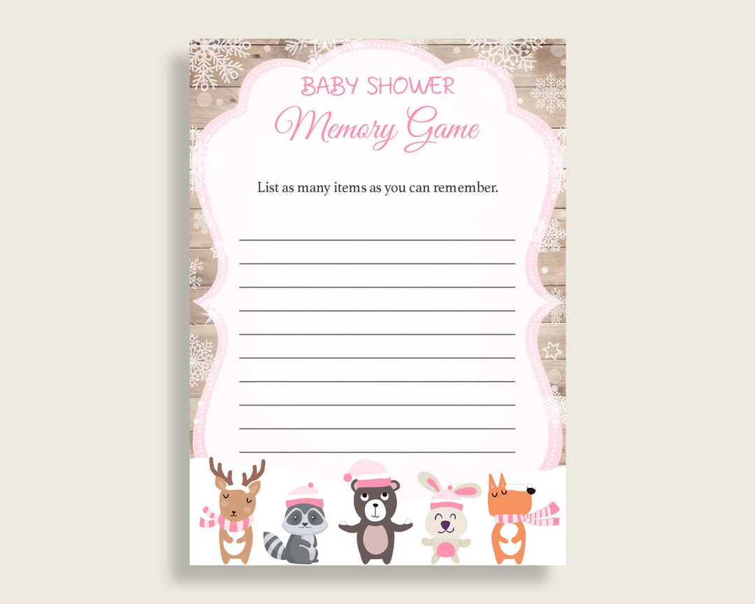 Memory Game Baby Shower Memory Game Forest Girl Baby Shower Memory Game ...